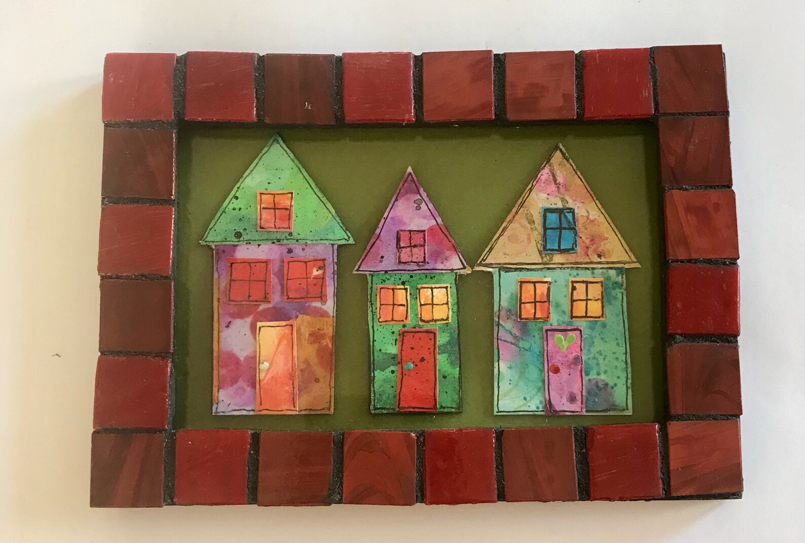 Tiny House Collage - Red Mosaic Tile Frame - Etsy
