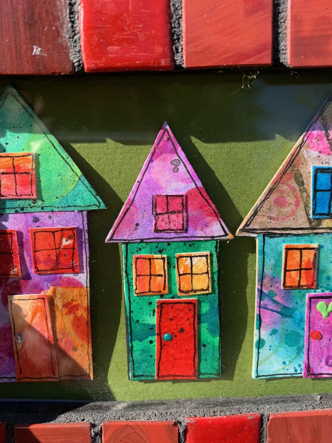 Tiny House Collage - Red Mosaic Tile Frame - Etsy