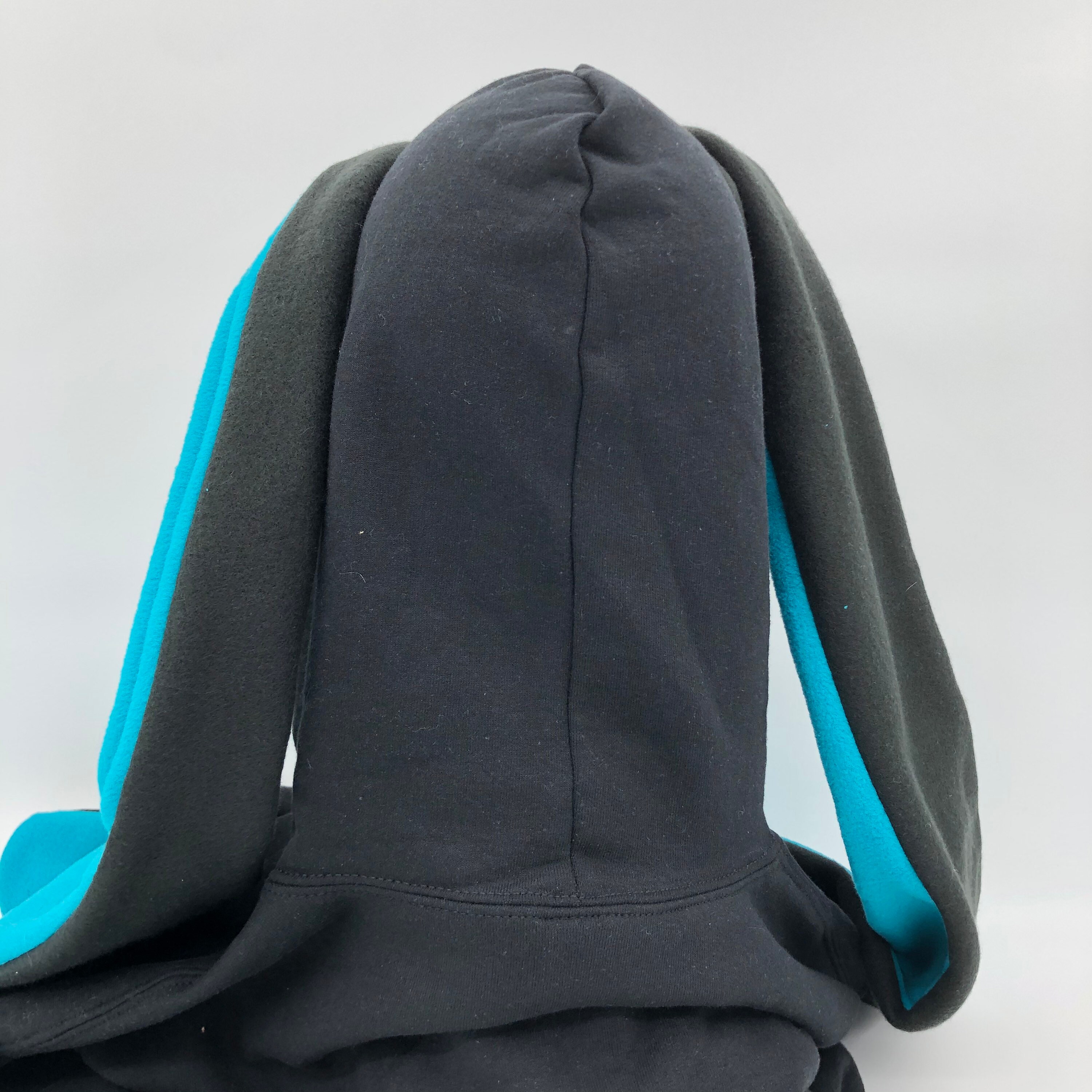 Black Rabbit Hoodie With Long Teal Ears | Etsy