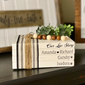 Personalized Family Book Stack Wood Book Stack Personalized - Etsy