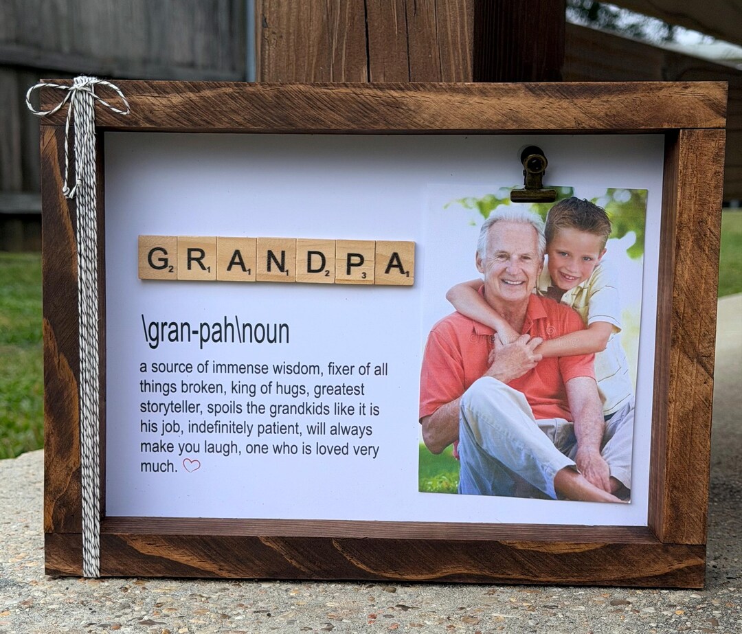 Grandpa Scrabble Tile Photo Frame, Walnut Wood, Portrait, Grandparent ...