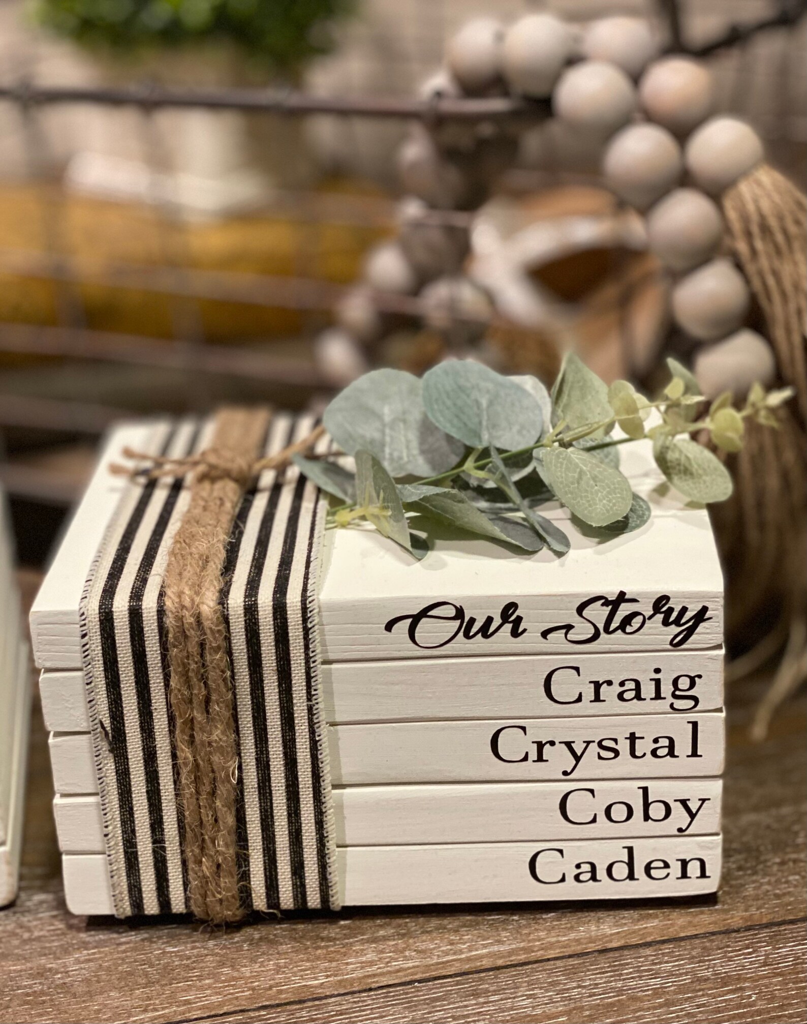 Personalized Family Book Stack Wood Book Stack Personalized - Etsy