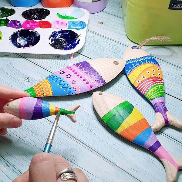 Painted Wood Fish - Etsy