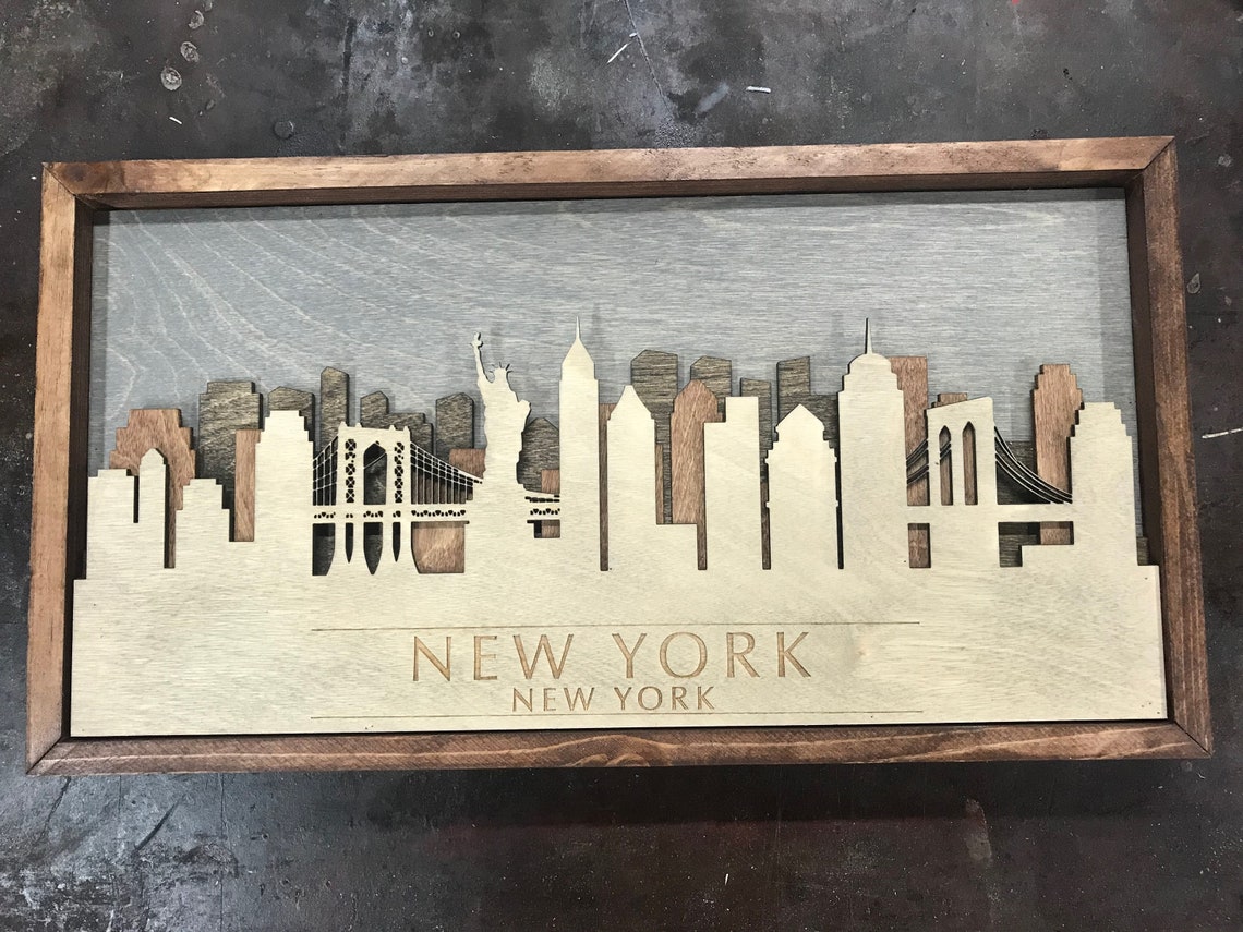 New York City Skyline Rustic Wood Layered 3d Skyline - Etsy