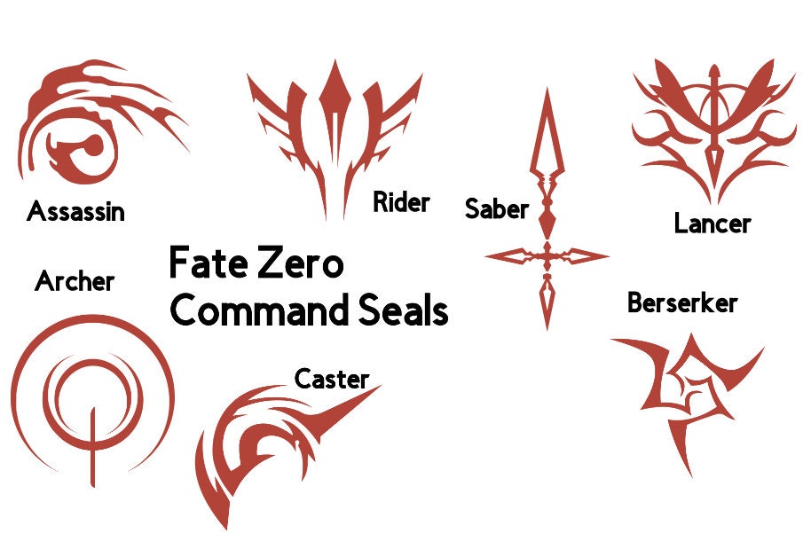 Fate zero Inspired Command Ruler Sieg Seal Archer Rider Caster | Etsy