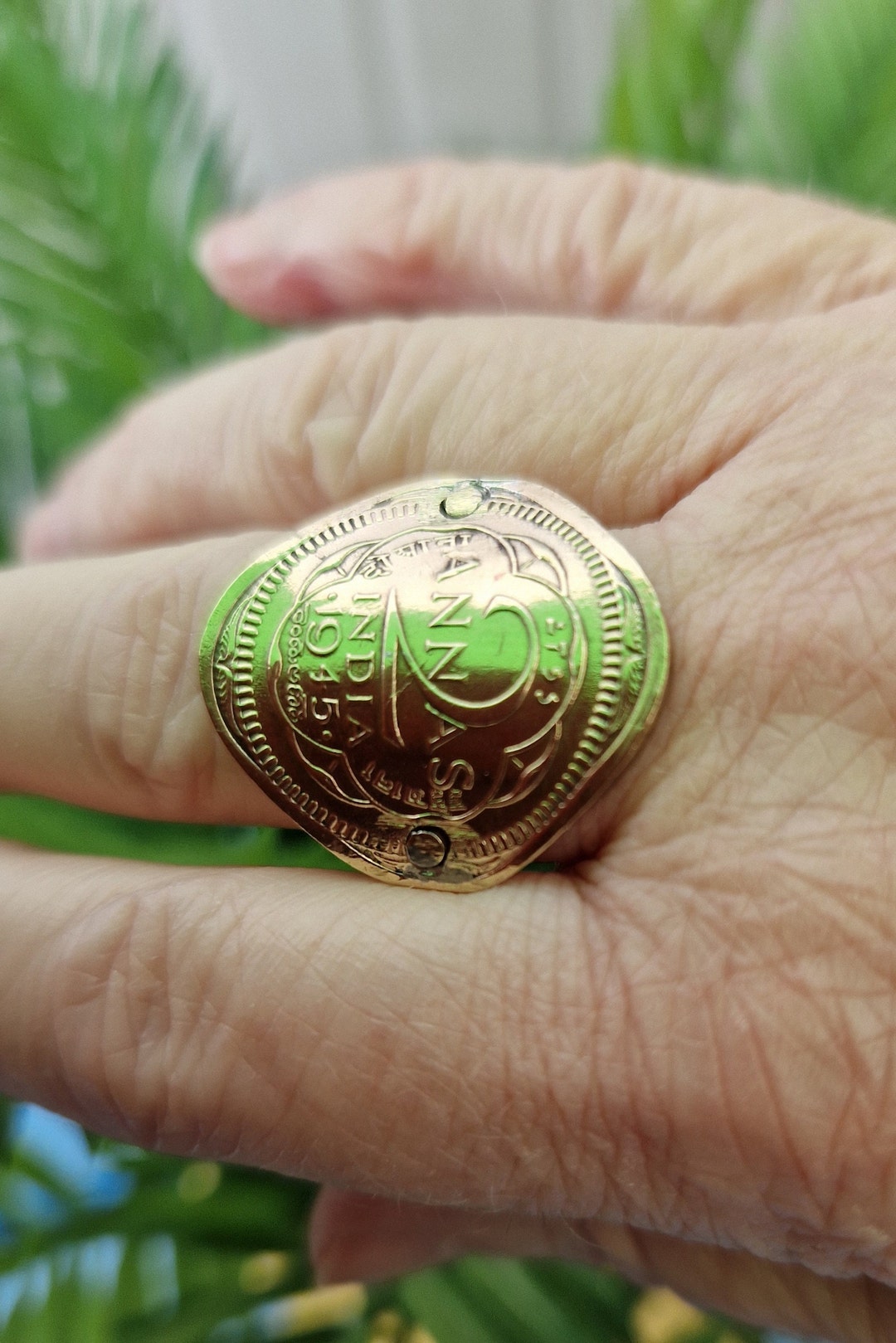 Handmade 1945 Indian Coin Ring With Brass Band - Etsy