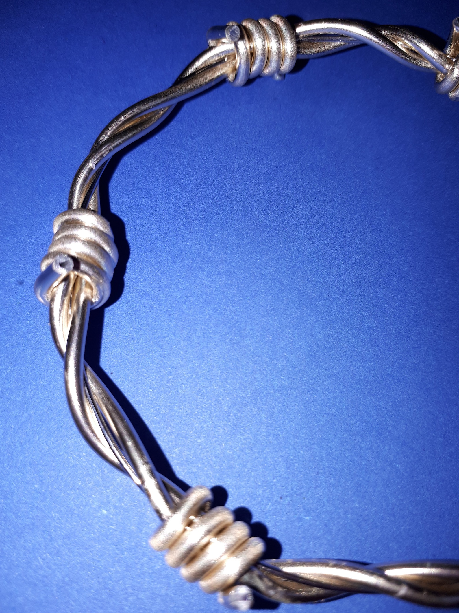 Aluminium Handmade Twisted Gold Chunky Barb Wire Bangle - Etsy