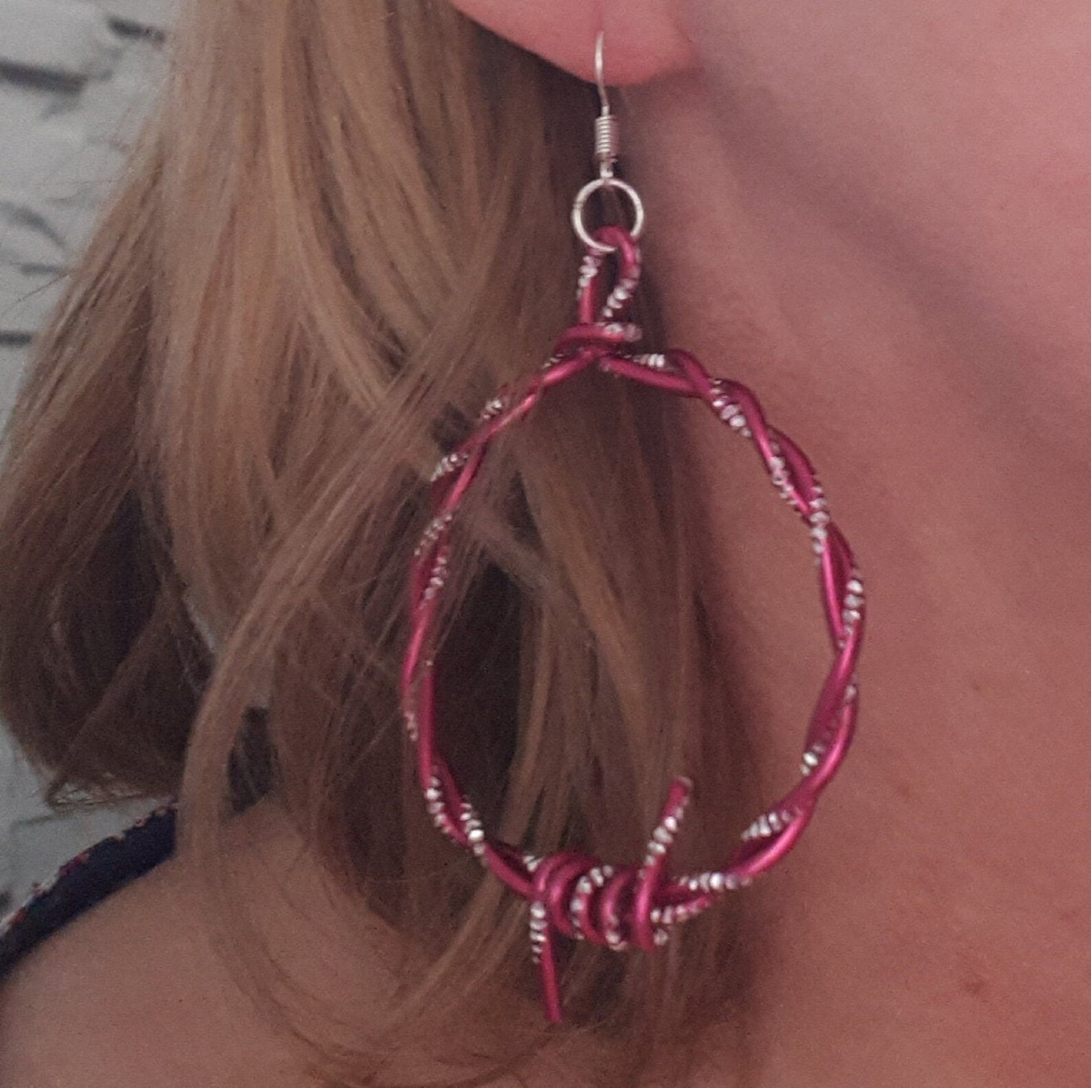 Violet Red Barb Wire Diamond Hoop Earrings - Etsy