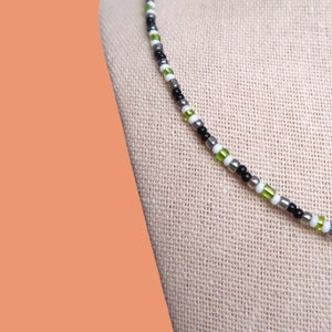 Discrete Agender Flag Seed Bead Necklace, Subtle Pride Flag, Closeted ...