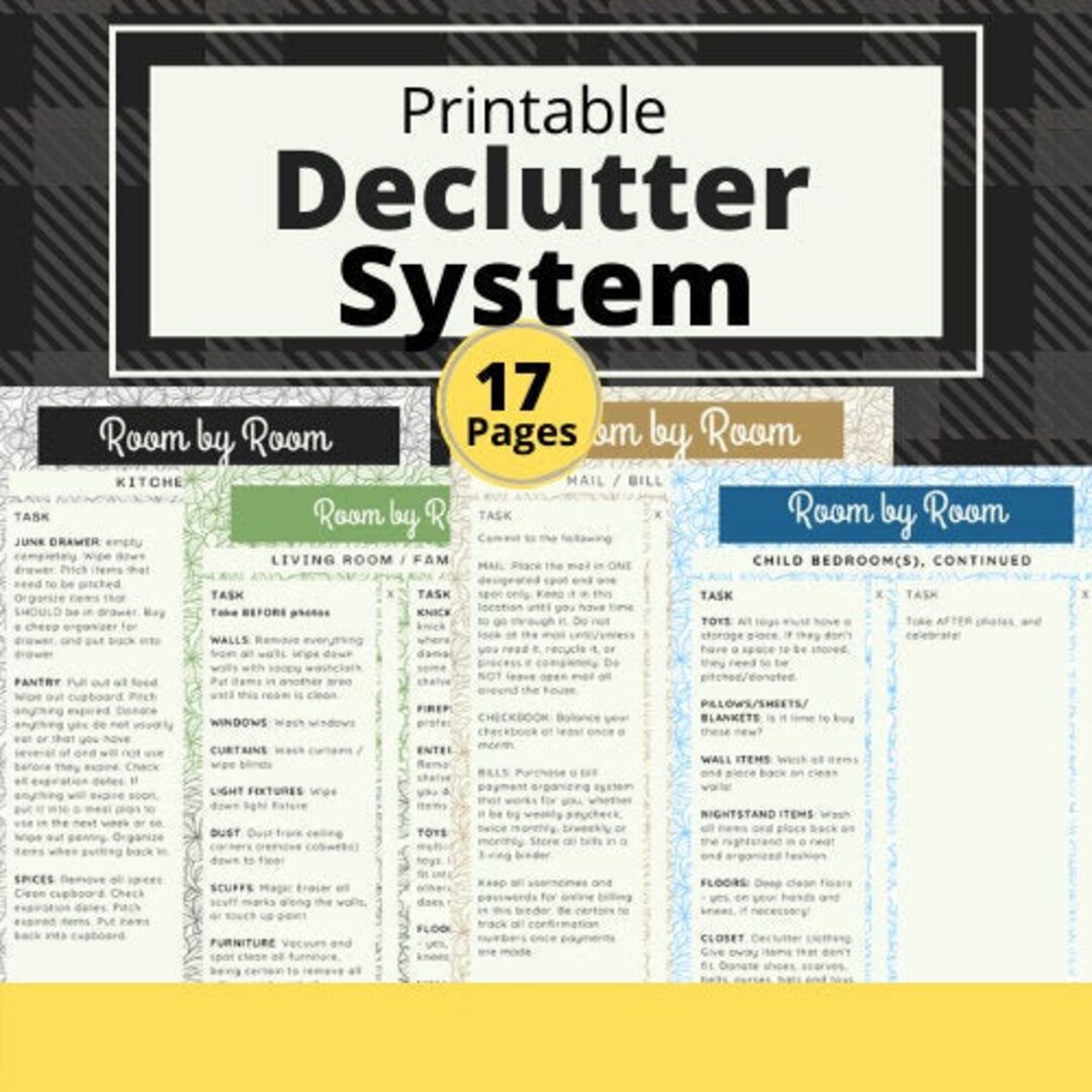 Declutter - Home Organization Printable - Home Decluttering - House ...