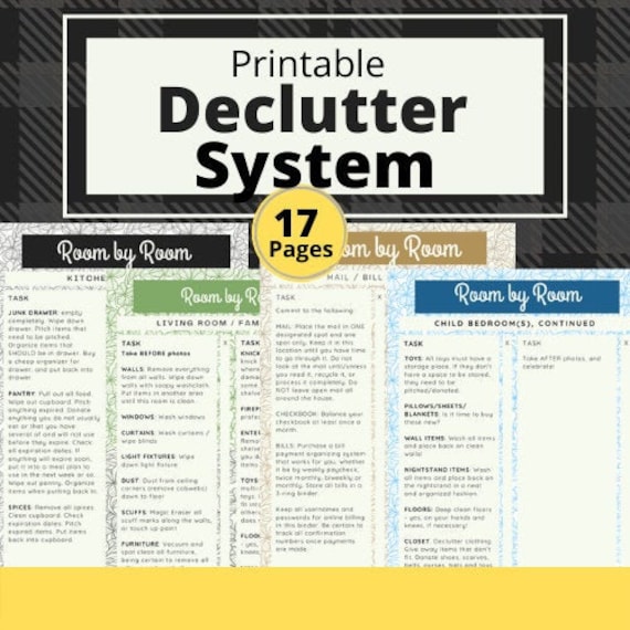 Declutter Home Organization Printable Home Decluttering | Etsy