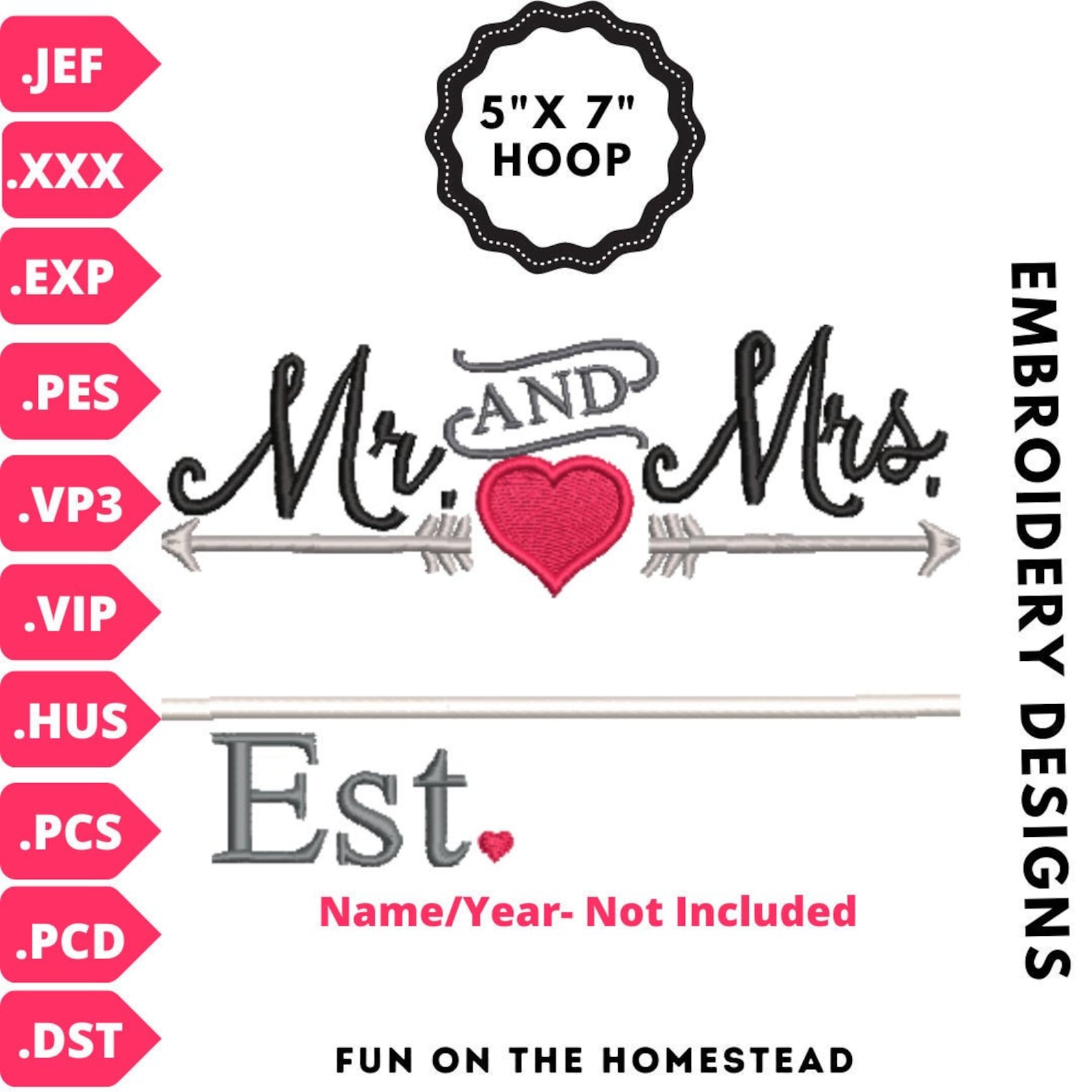 Mr and Mrs Machine Embroidery Design Wedding Embroidery | Etsy