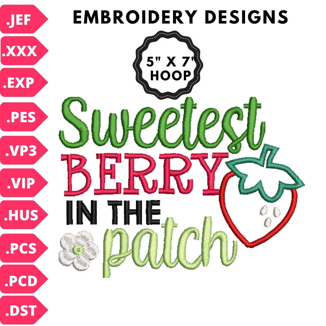 Sweetest Berry in the Patch Strawberry Embroidery Design. Instant ...