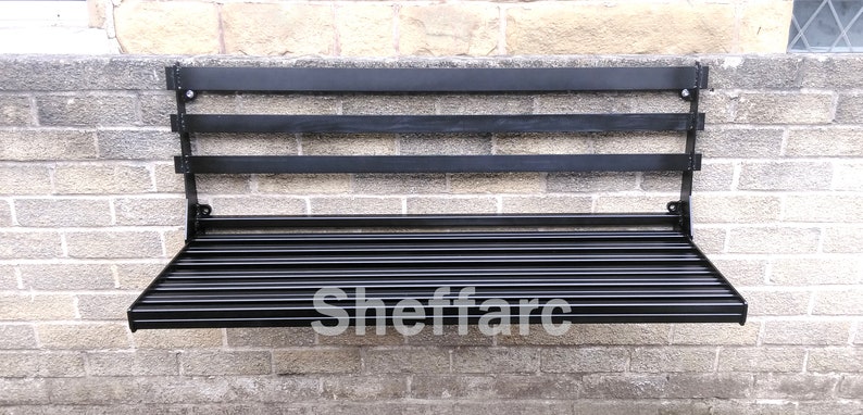2 Seat Space Saving - Wall Mounted Fold Away / Fold up Metal Garden ...