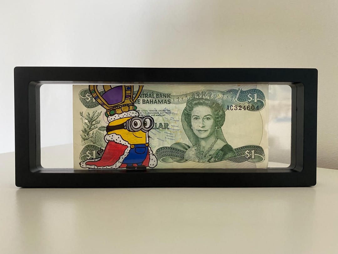 Drawing of King Bob From the Minions on a Bahamian 1 Dollar Bill - Etsy
