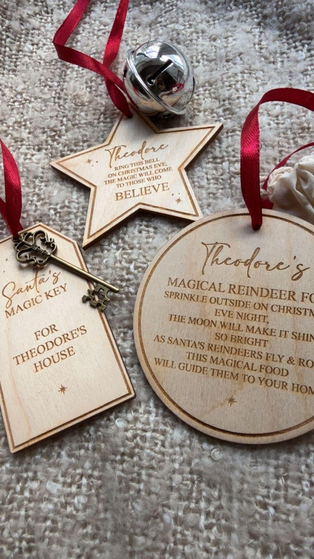 Personalized Christmas Eve Set, Santa Key, Reindeer Food Tag - Etsy