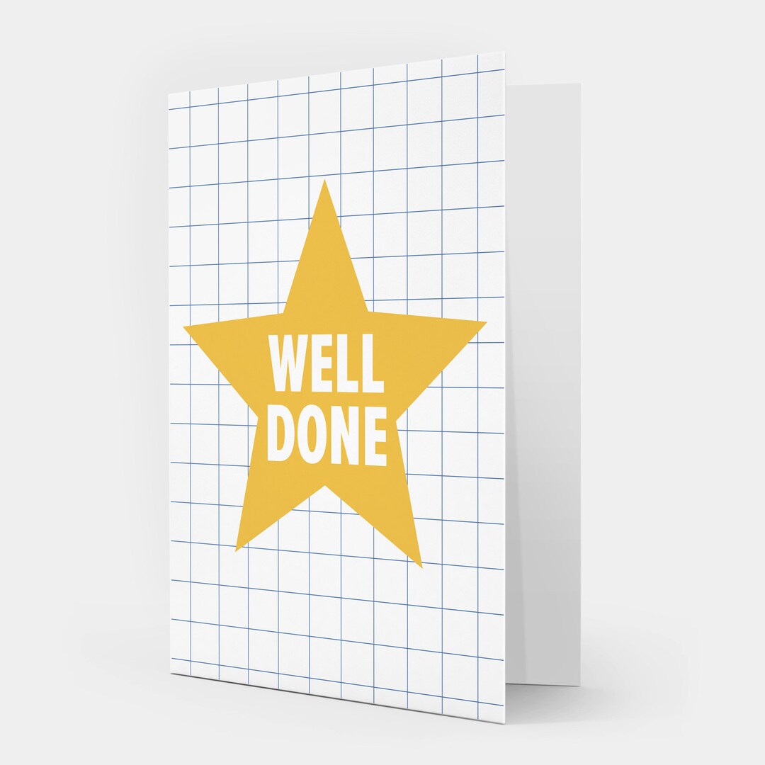 Well Done Yellow Star Congratulations Grid Greetings Card New Job ...