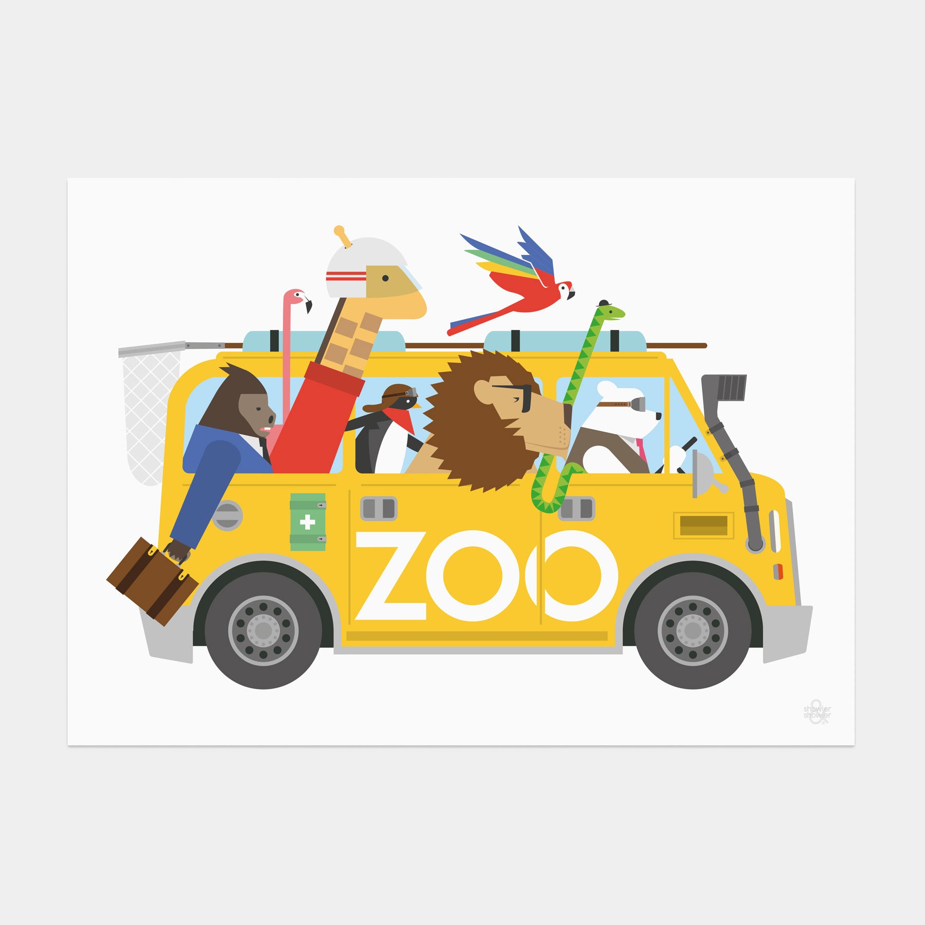 Zoo Van Animal Escape Art Print for Children's Bedroom or Playroom - Etsy