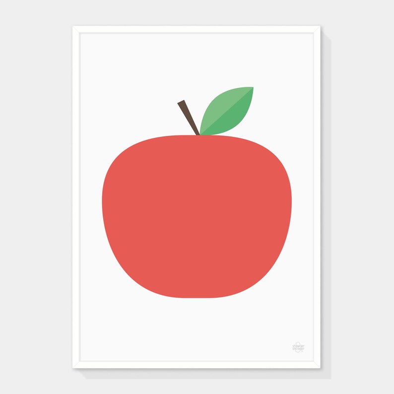 Simple Red Apple Art Print Wall Art - Etsy