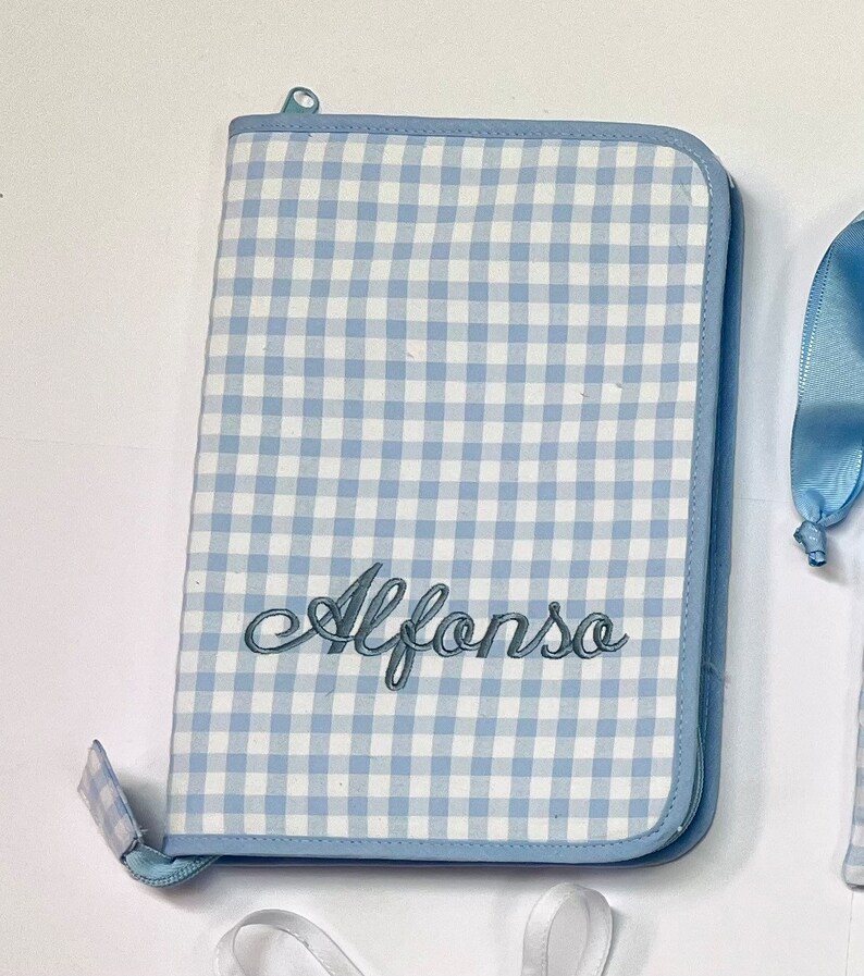 Personalized Gingham Bag, Baby Document Holder, File Organizer for Kid ...