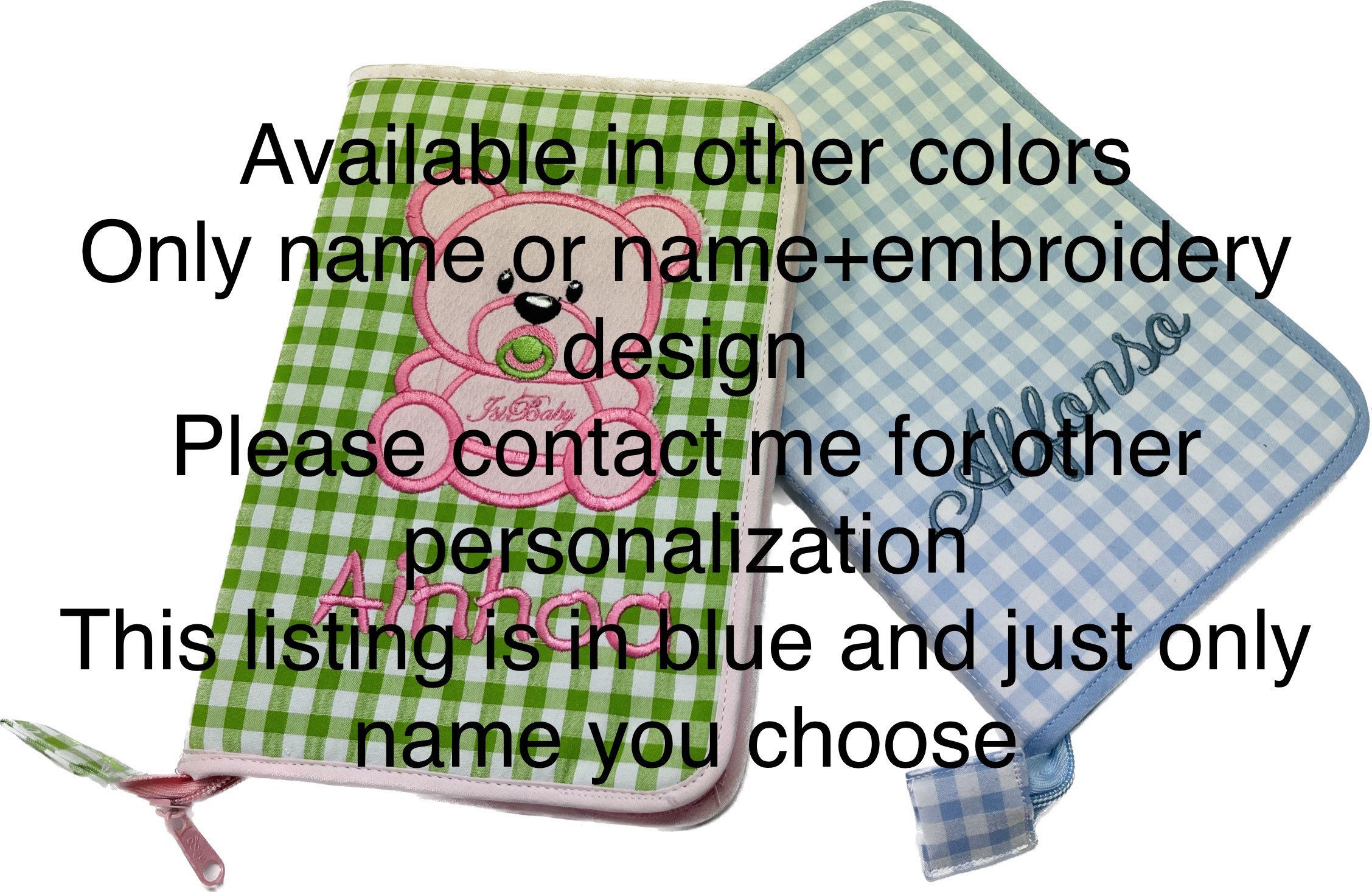 Personalized Gingham Bag, Baby Document Holder, File Organizer for Kid ...