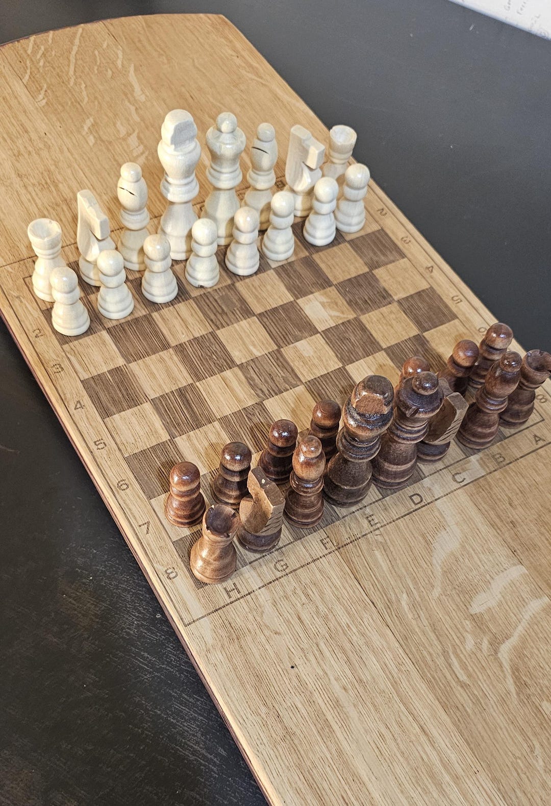Oak Chess Board Made From Wine Barrel Head/ Laser Engraved/ Checkers ...