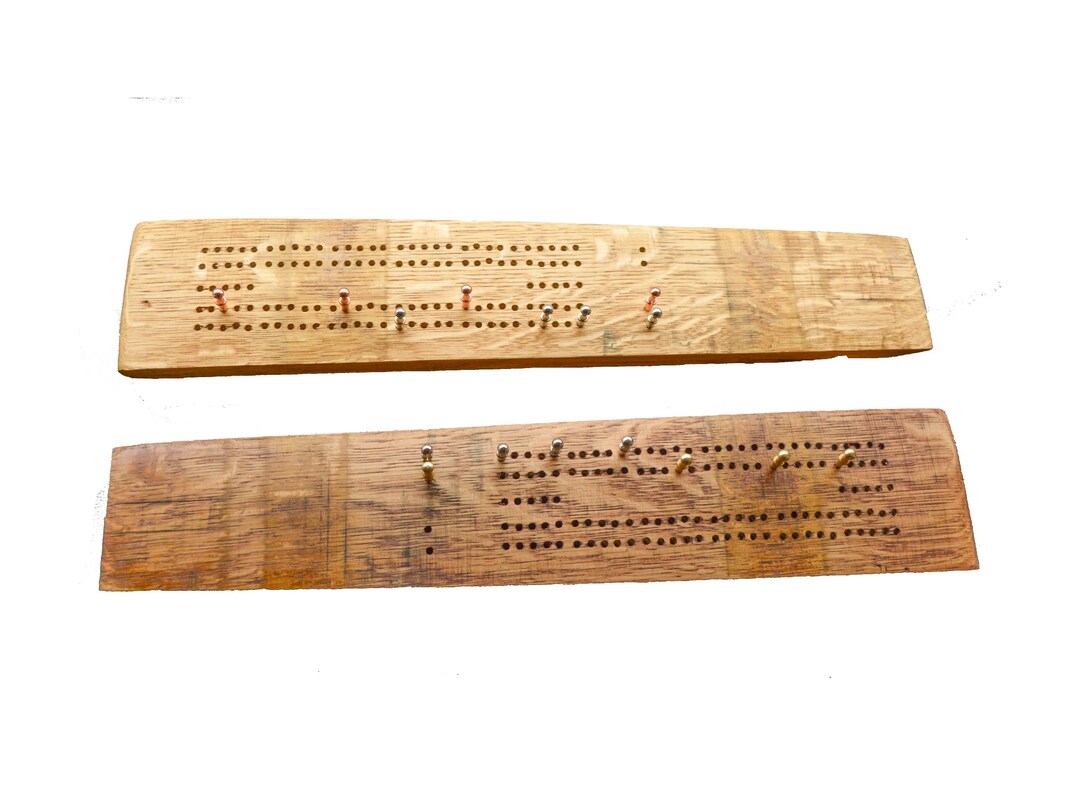 Cribbage Board Made From Wine Barrel Staves - 2 Track - 8 Pegs Included ...