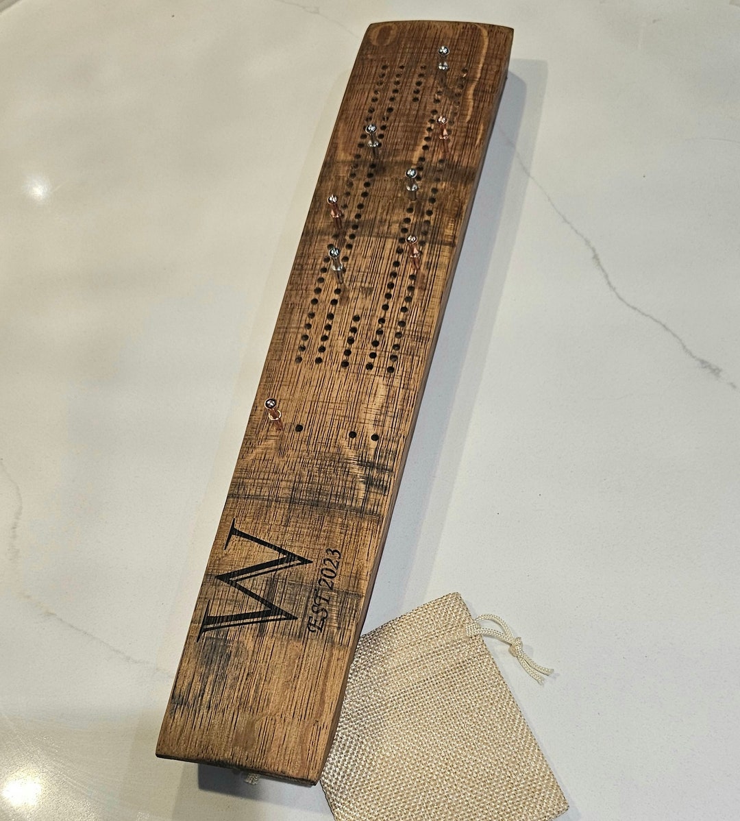 Cribbage Board Made From Wine Barrel Staves 2 Track 8 Pegs Included - Etsy