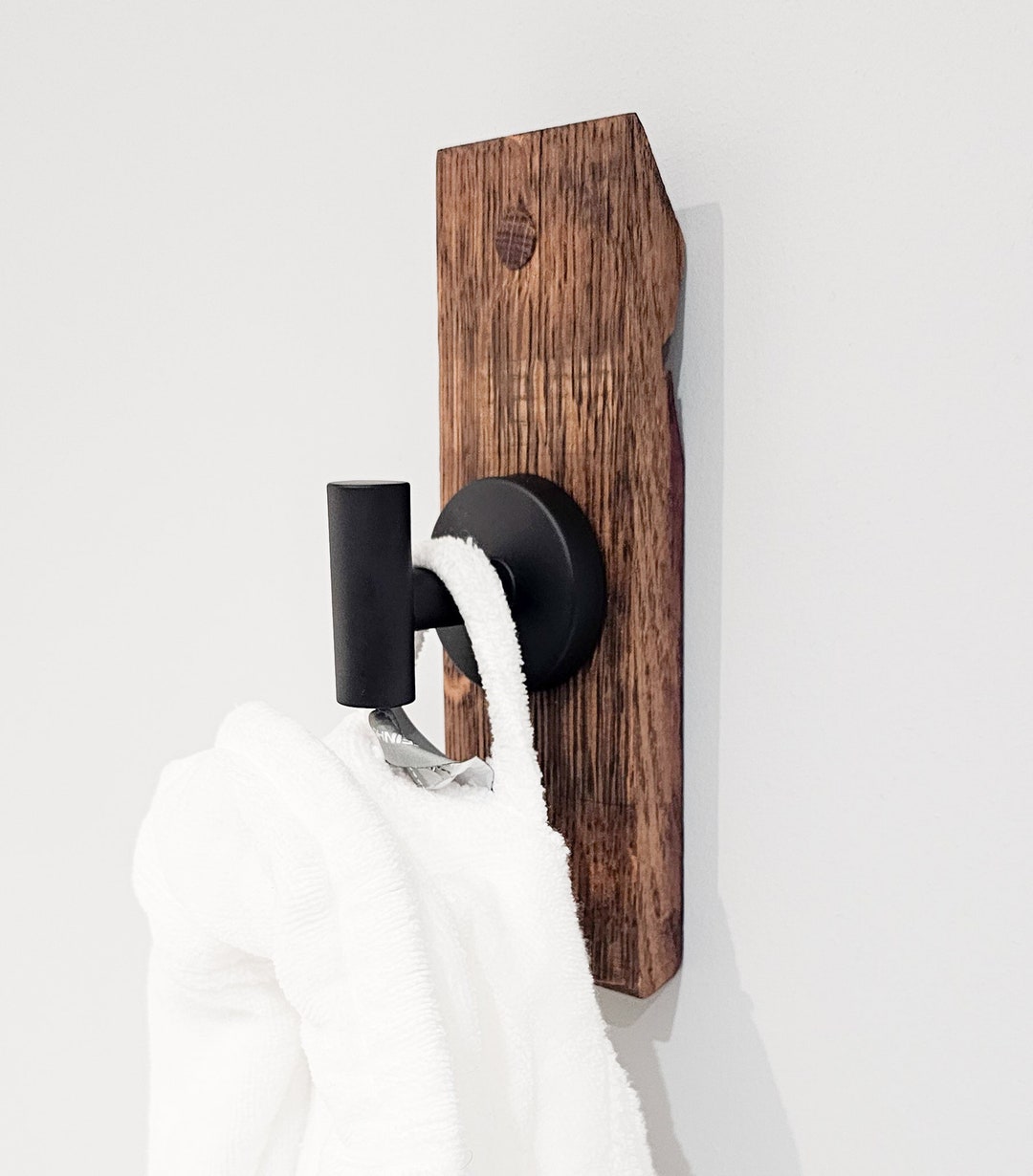 Towel Robe Rack - Made From Wine Barrel Staves - Brushed Nickel Hangers ...