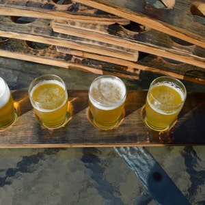 Rustic Beer Tasting Flight Board - Handcrafted From Whiskey Staves ...