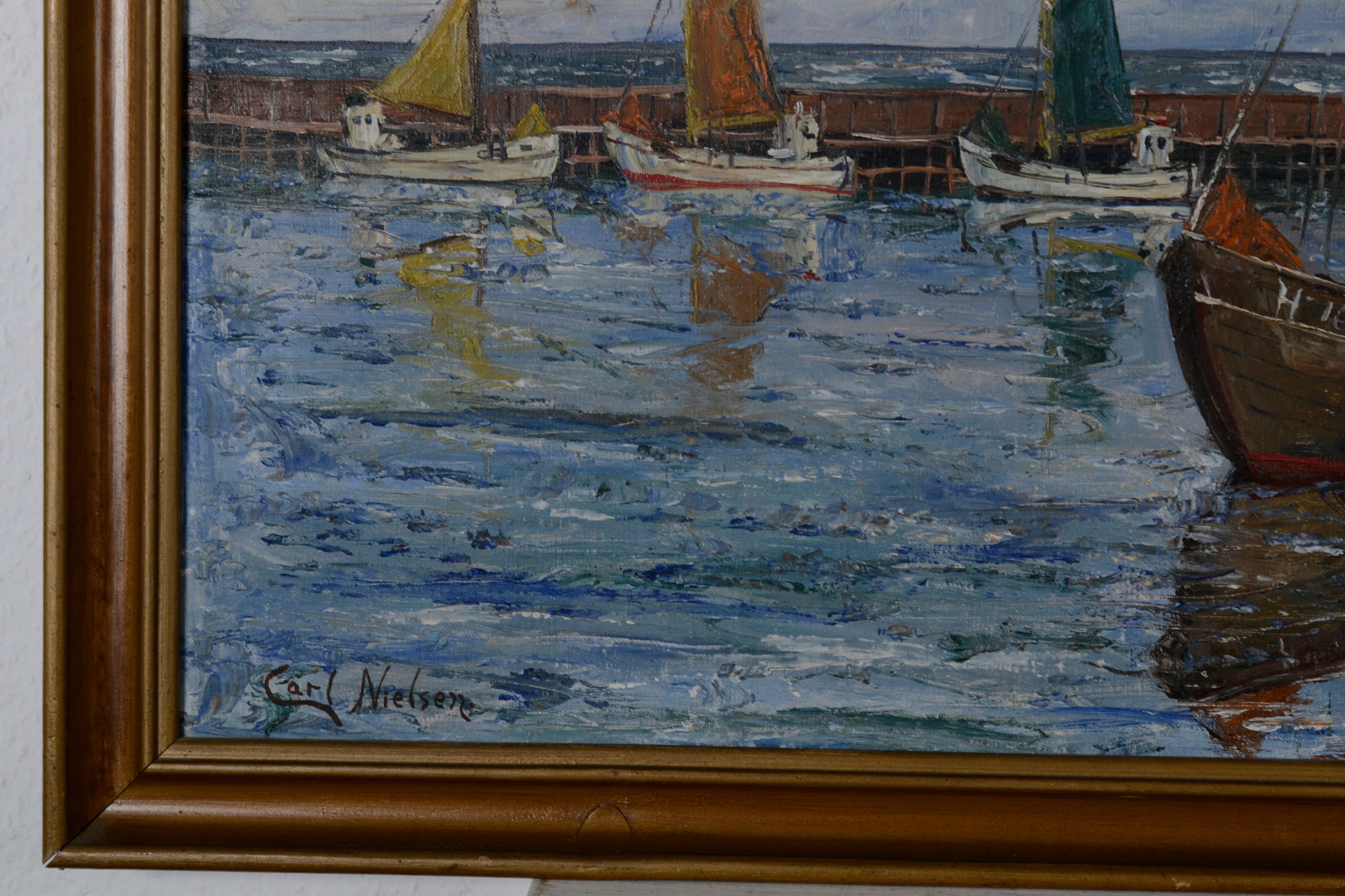 Fisherman's Harbor, Vintage Painting, Summer Scape,oil Painting, Art Impressionism,boats by the ...