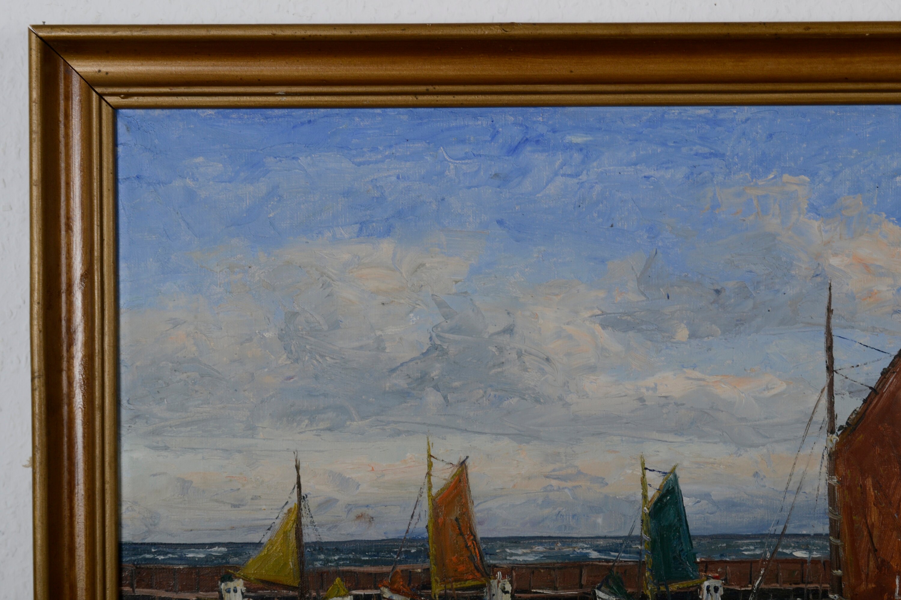 Fisherman's Harbor, Vintage Painting, Summer Scape,oil Painting, Art Impressionism,boats by the ...