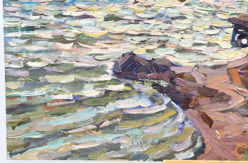 Original Oil Painting Seascape Seashore Pier Ukrainian Artist - Etsy