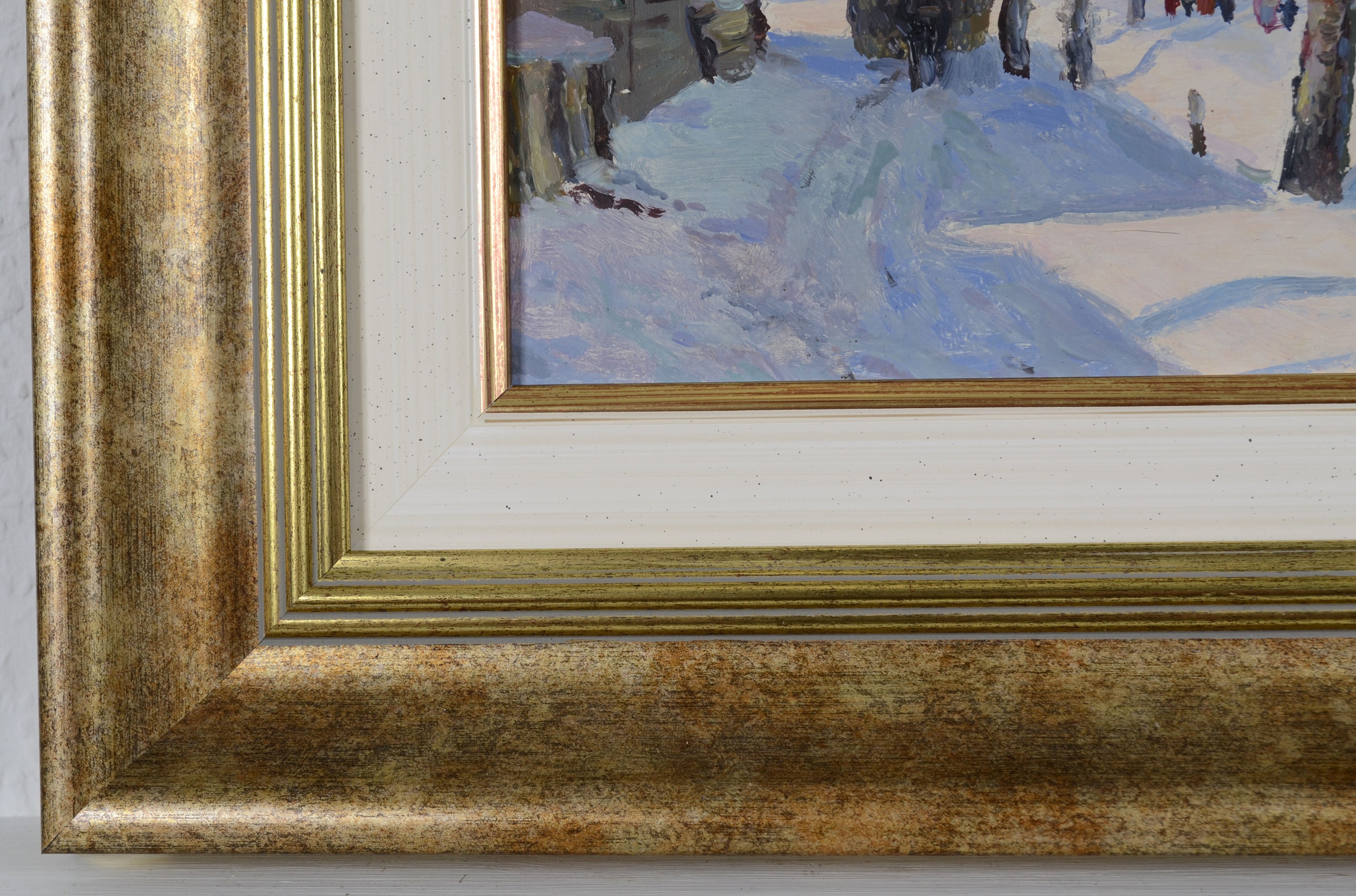 Winter landscape genre painting painting with people oil | Etsy