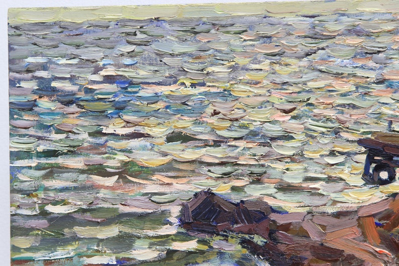 Original Oil Painting Seascape Seashore Pier Ukrainian Artist - Etsy