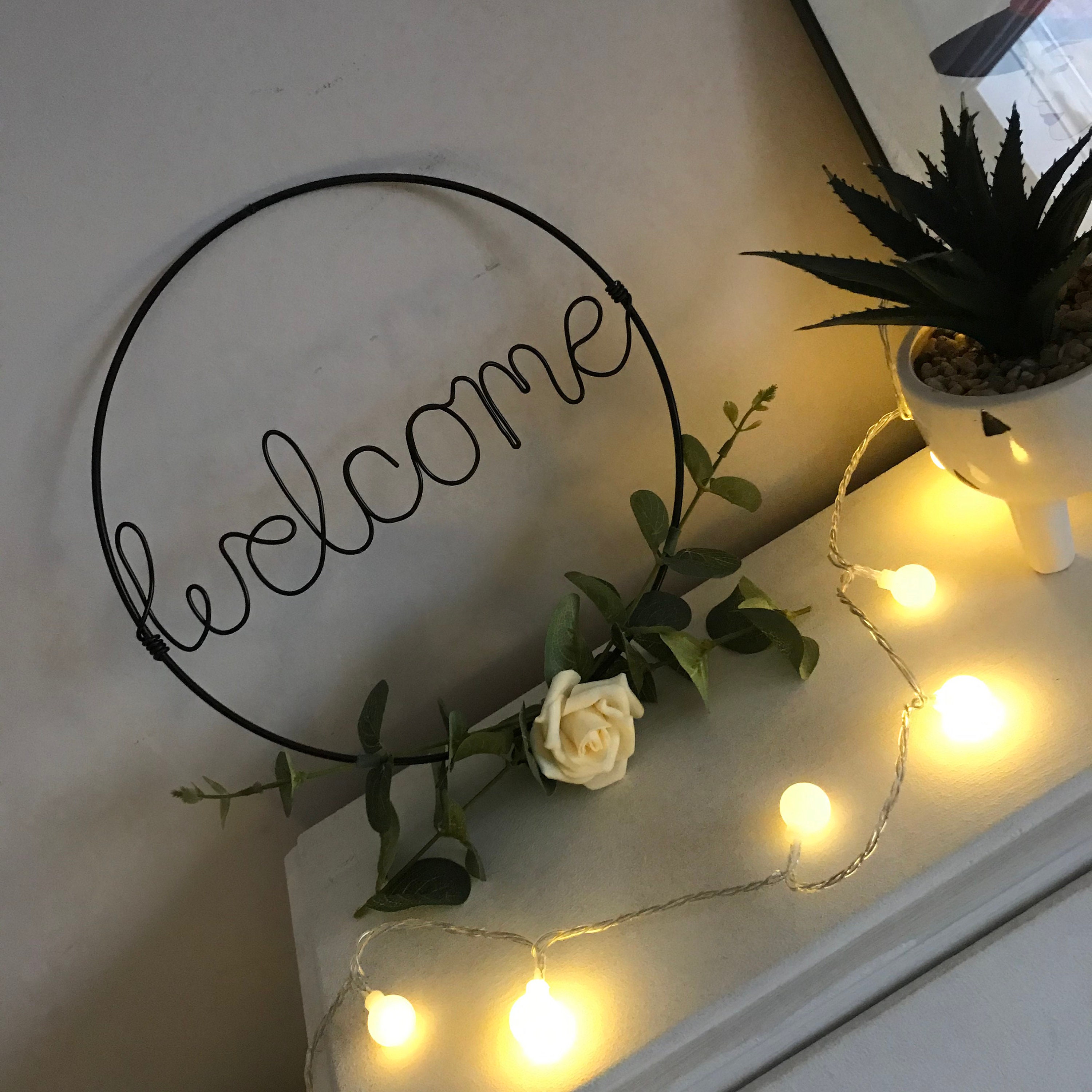 Welcome Wire Wreath Welcome Sign Wire Words Door Wreath | Etsy