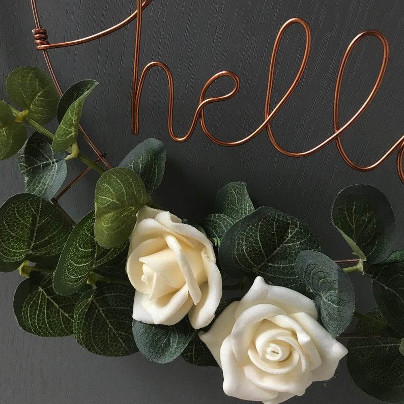 Well Hello Wire Wreath Welcome Sign Wire Words Door Wreath | Etsy