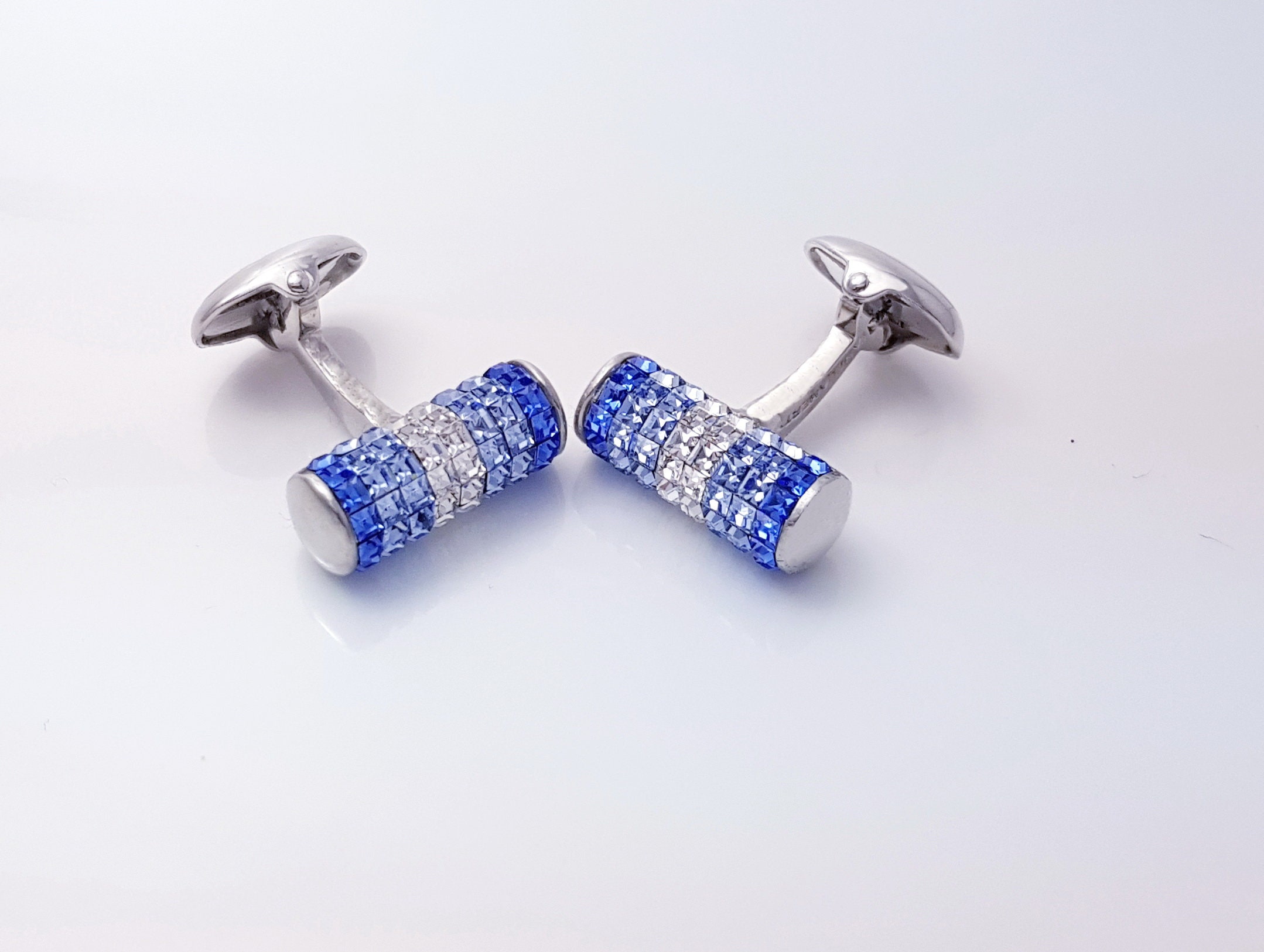 Men's Sapphire Crystal Cufflinks Stunning Cylindrical | Etsy
