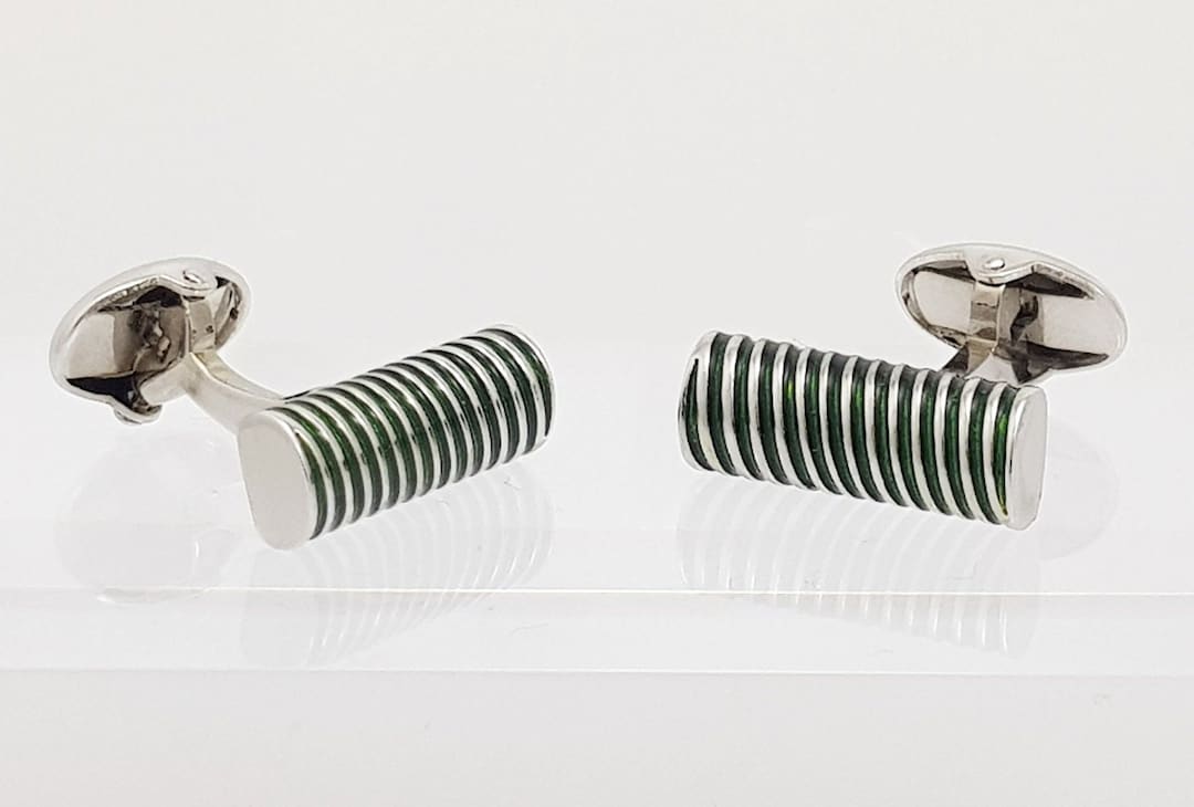 Handmade British Racing Green Enamel Cufflinks for Men - Etsy