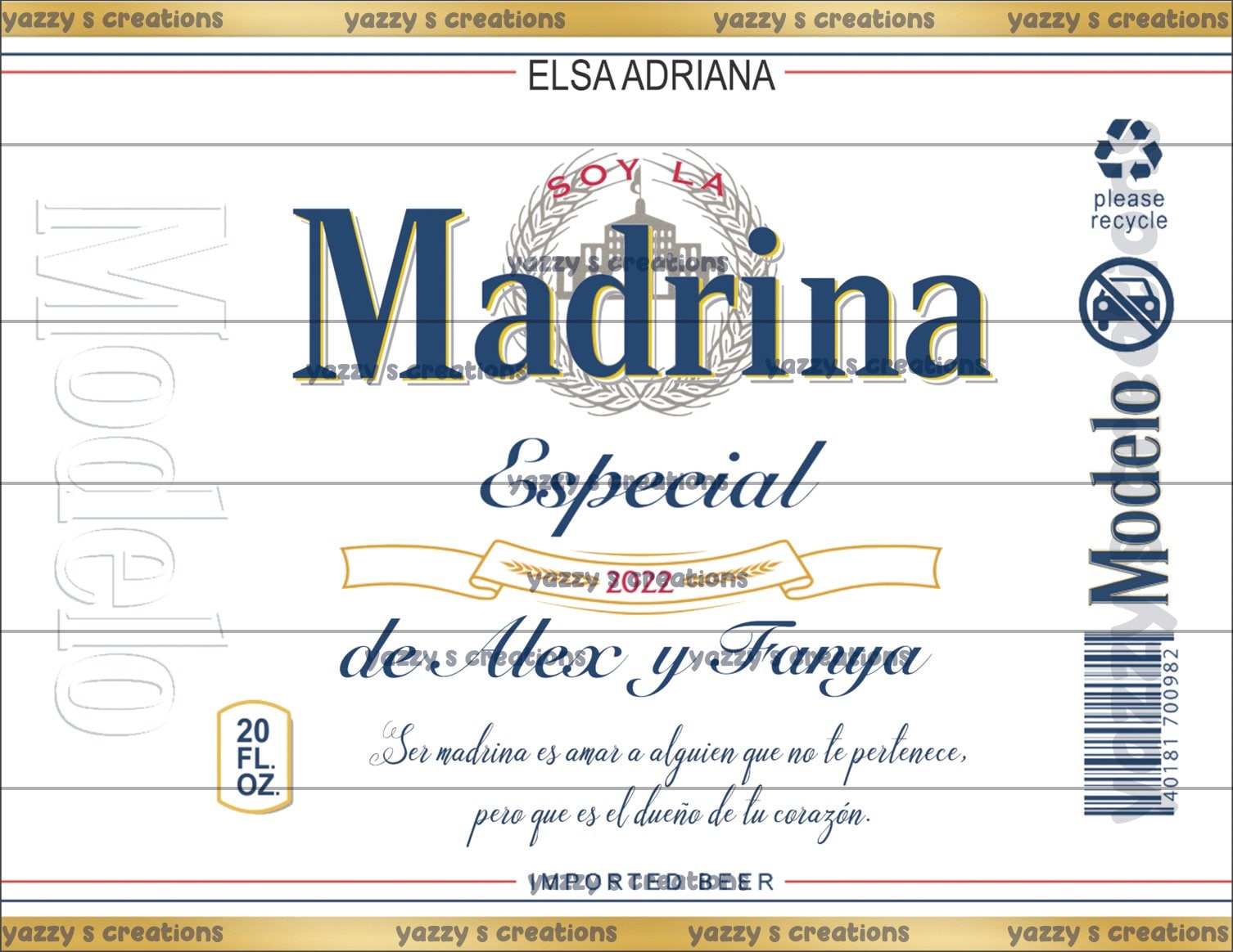 LA MADRINA Especial / Modelo Png, Jpeg Cerveza Sublimation Customized ...