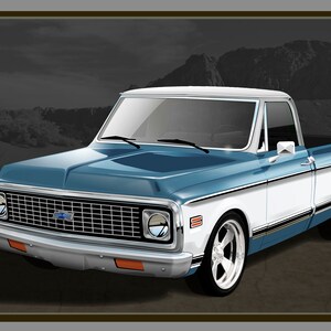 1970-72 Chevrolet C-10 Pick-up Truck - Print of Digital Drawing - Etsy