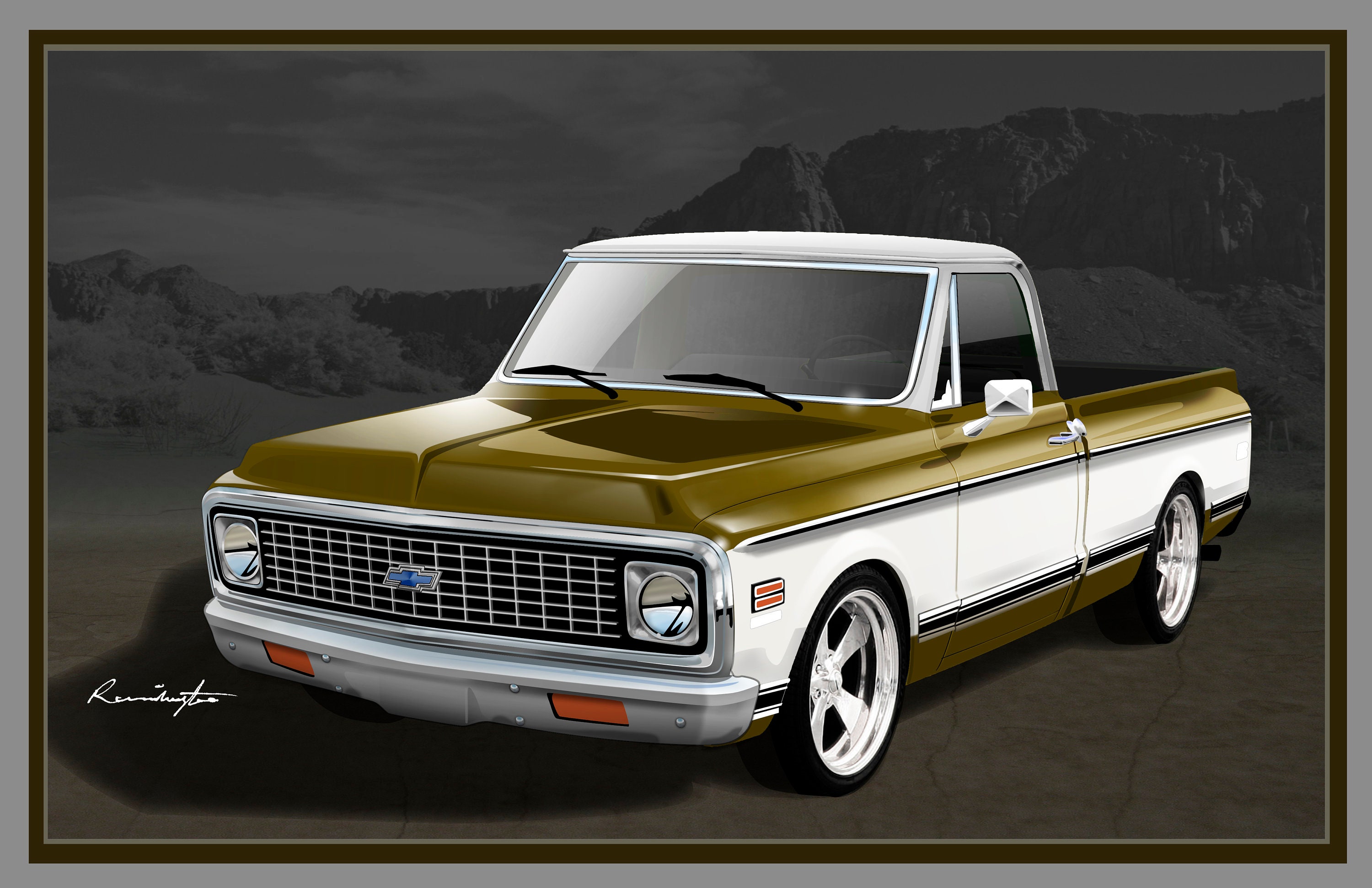 1970-72 Chevrolet C-10 Pick-up Truck - Print of Digital Drawing - Etsy
