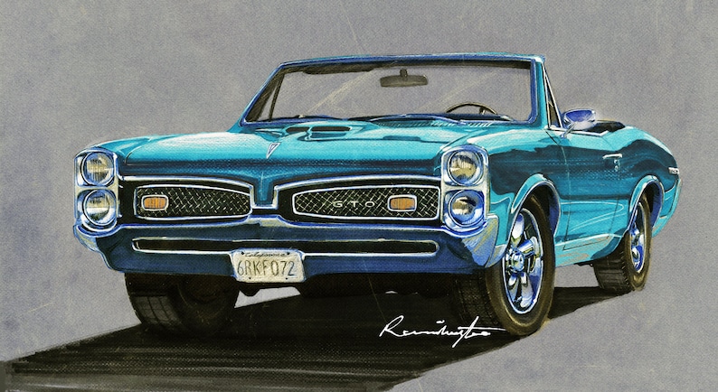 Pontiac GTO 1966-67' Print of Handmade Drawing - Etsy