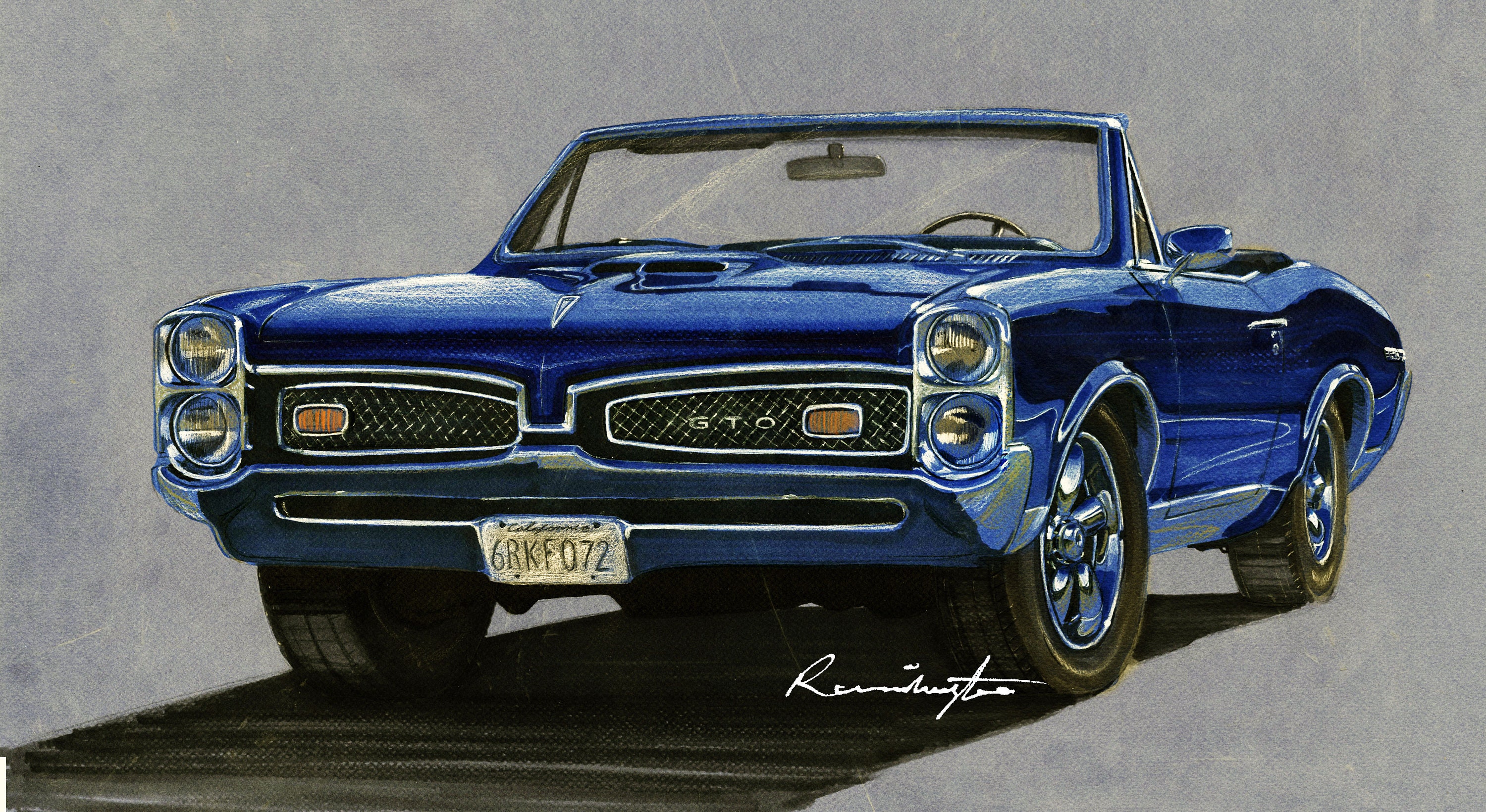 Pontiac GTO 1966-67' Print of Handmade Drawing - Etsy