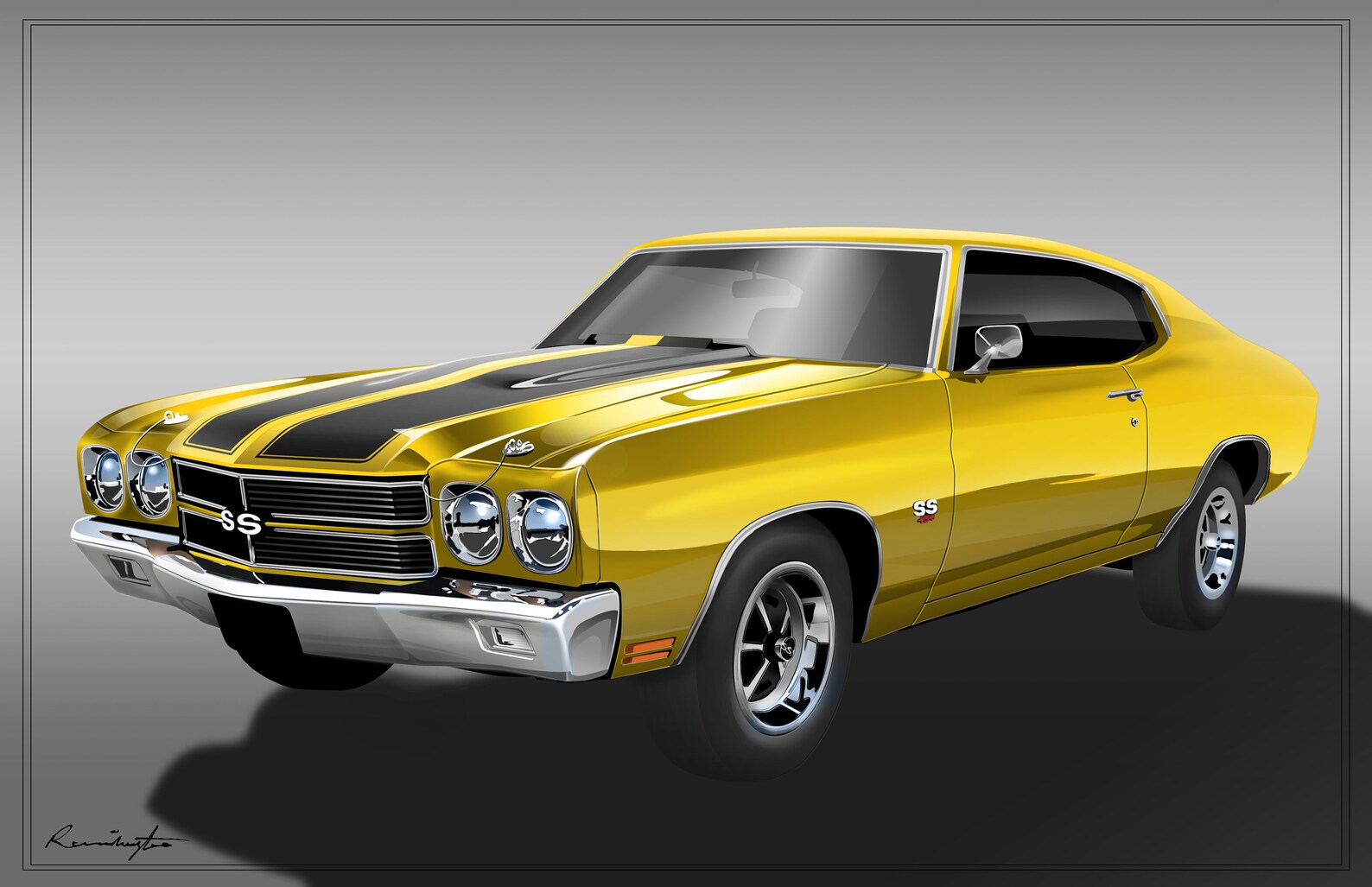 Chevrolet 70' Chevelle Original Artwork Digital Drawing - Etsy