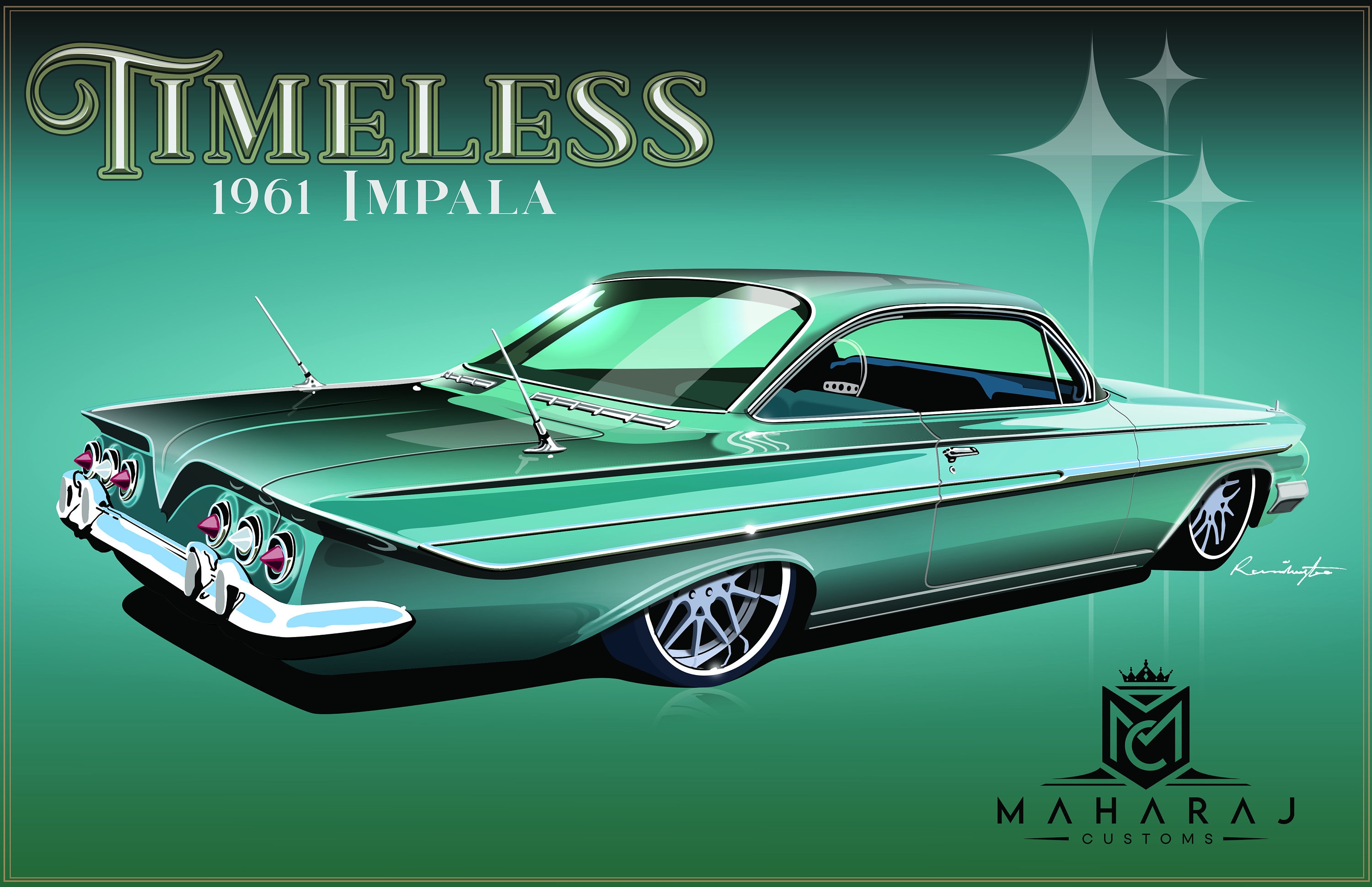 61' Chevy Impala 1961 Original Artwork Digital Drawing - Etsy
