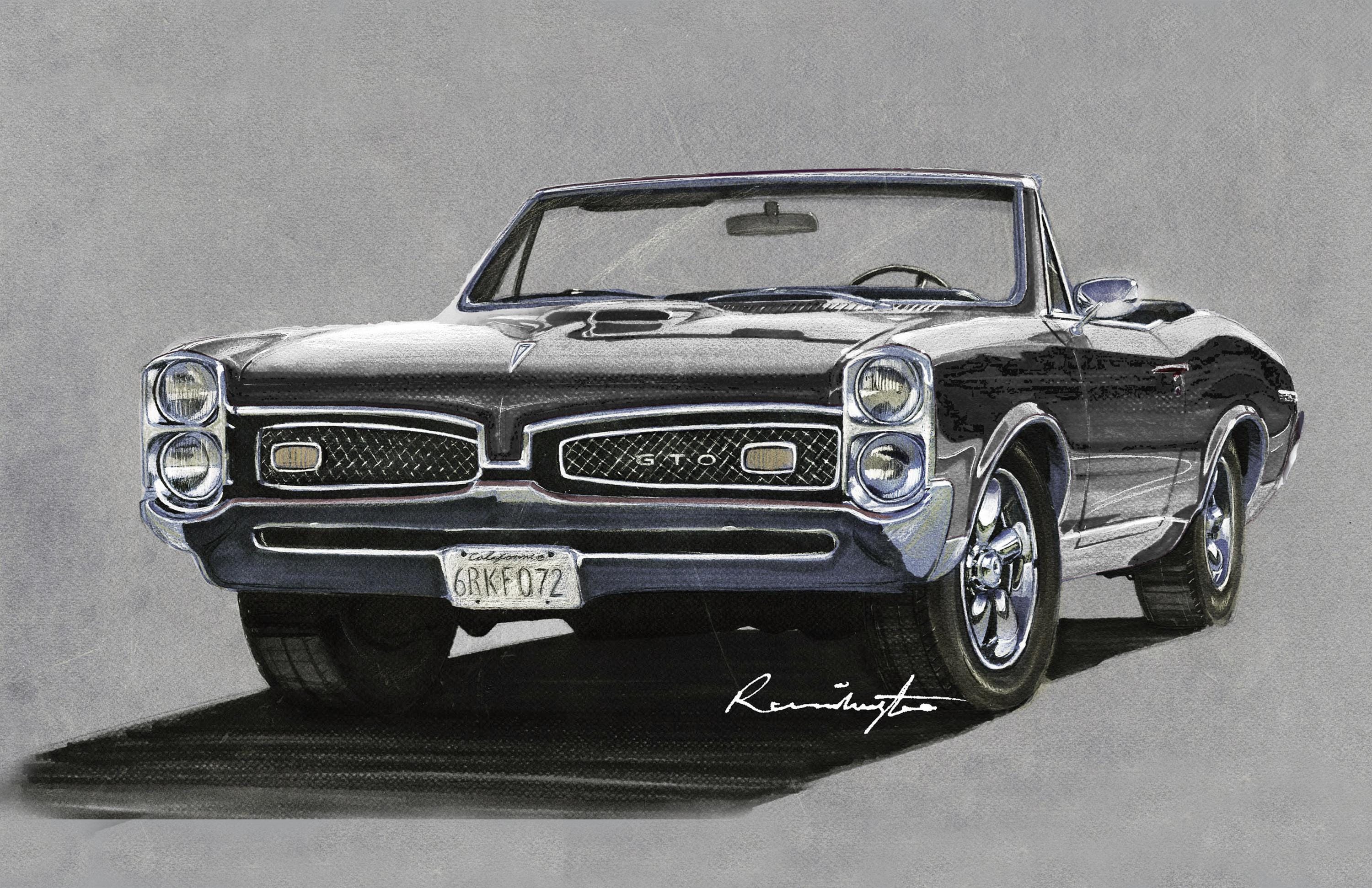 Pontiac GTO 1966-67' Print of Handmade Drawing - Etsy