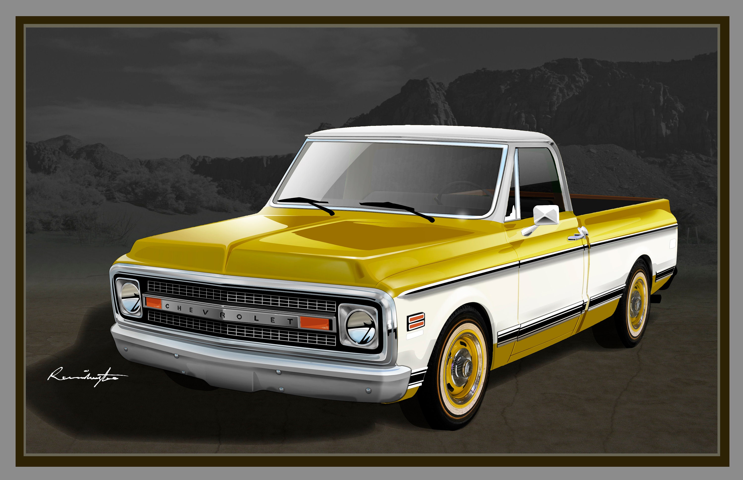 1970-72 Chevrolet C-10 Pick-up Truck - Print of Digital Drawing - Etsy