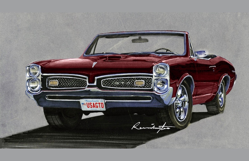 Pontiac GTO 1966-67' Print of Handmade Drawing - Etsy