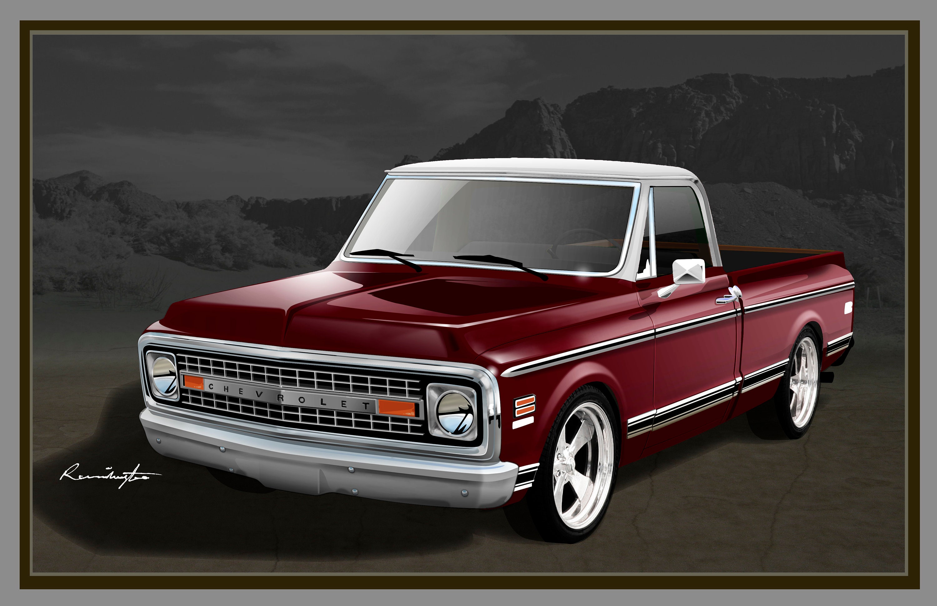 1970-72 Chevrolet C-10 Pick-up Truck - Print of Digital Drawing - Etsy